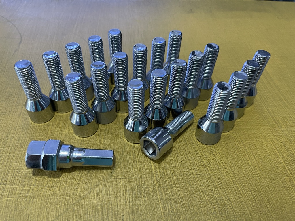 KIT DE 20 BIRLOS TUNER 12X1.5 HEXAGONAL CON LLAVE | RUSH